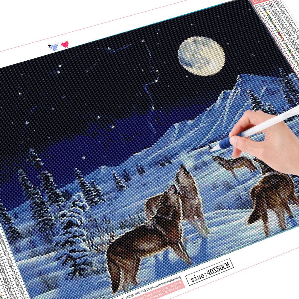 Night Snow Wolf - Diamond Painting Kit – Stiylo